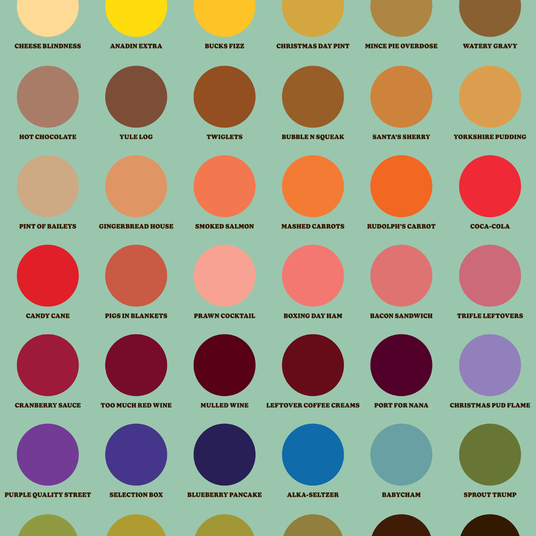 CRIMBO AND GINGER CHRISTMAS COLOUR CHART | Limbo and Ginger